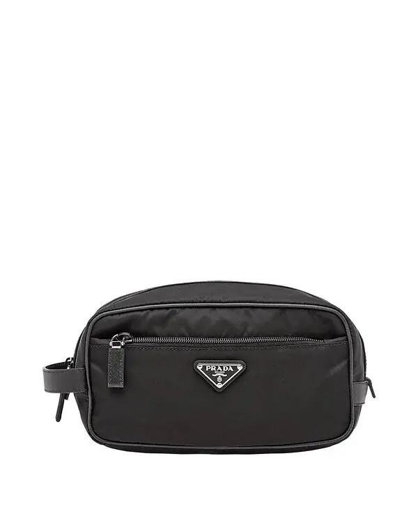 Prada Re-nylon And Saffiano Leather Travel Pouch - Black