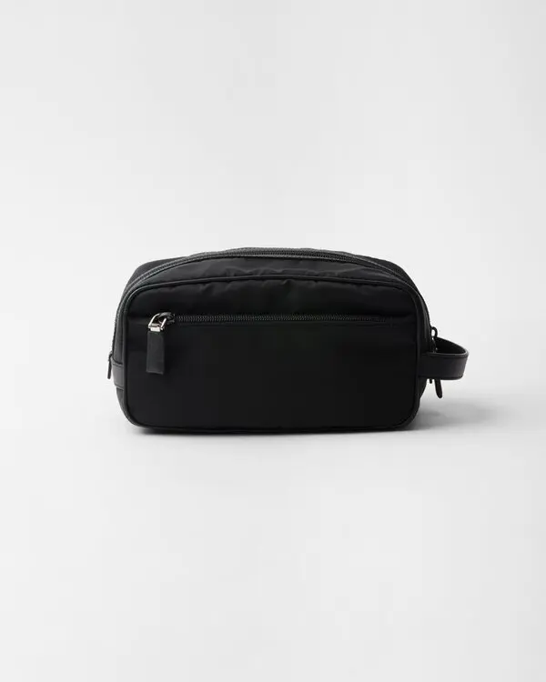 Prada Re-nylon And Saffiano Leather Travel Pouch