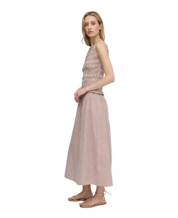Hill House Home Delphine Nap Skirt - Cognac Gingham
