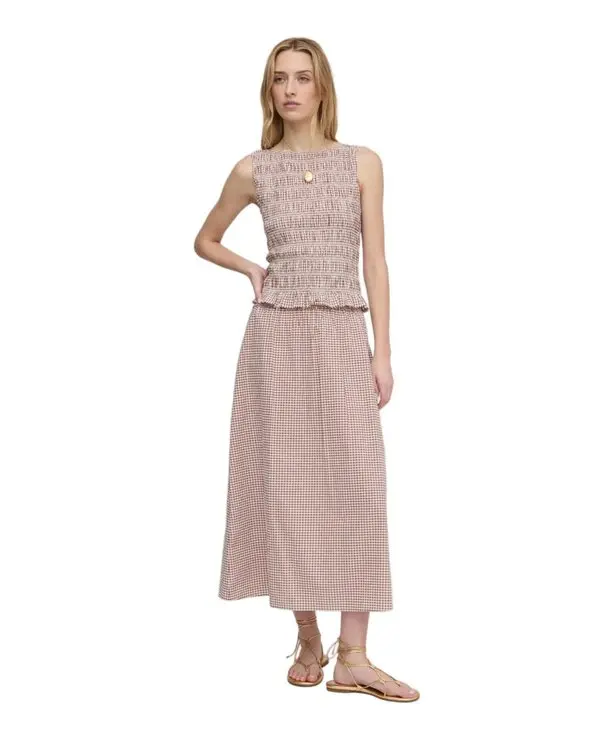 Hill House Home Delphine Nap Skirt - Cognac Gingham