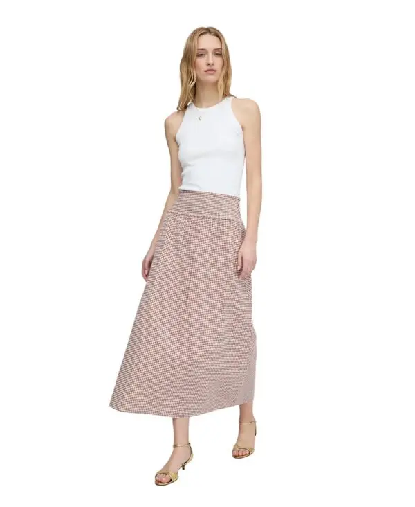 Hill House Home Delphine Nap Skirt - Cognac Gingham