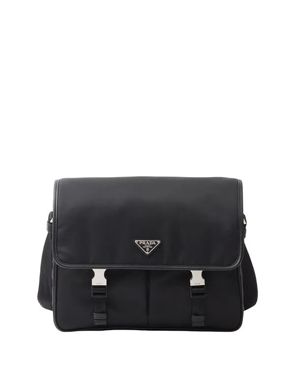 Prada Re-nylon And Saffiano Leather Shoulder Bag - Black