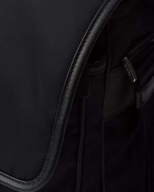 Prada Re-nylon And Saffiano Leather Shoulder Bag - Black