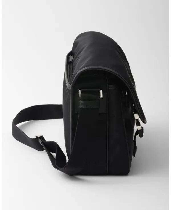 Prada Re-nylon And Saffiano Leather Shoulder Bag - Black