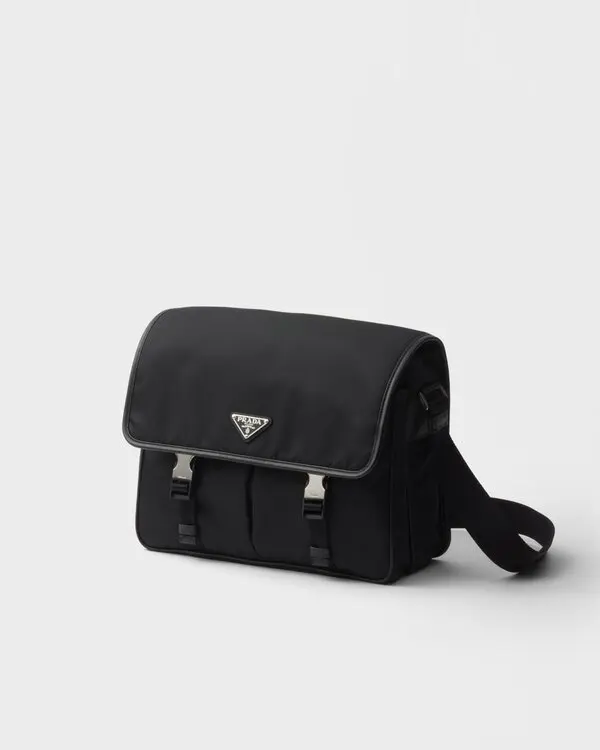 Prada Re-nylon And Saffiano Leather Shoulder Bag - Black