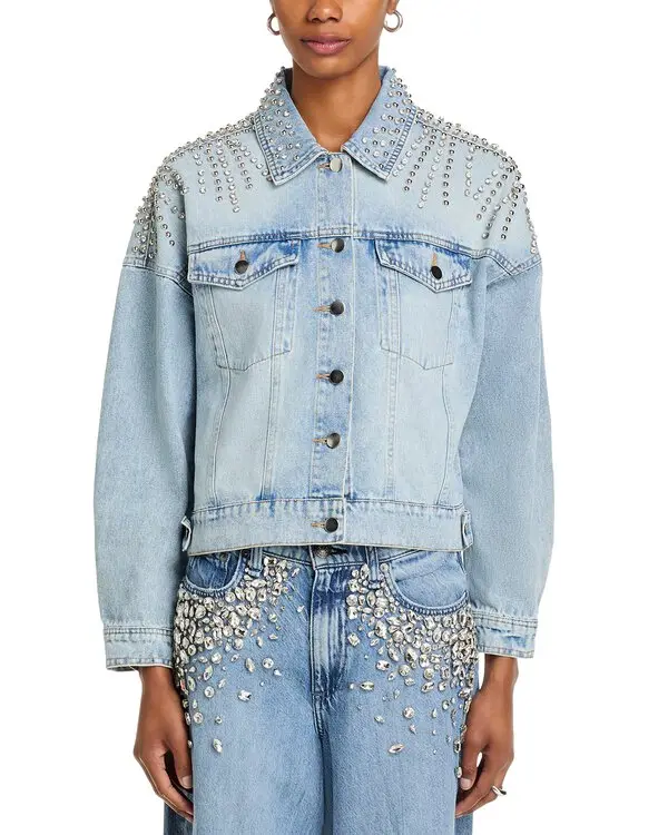 Aqua Embellished Denim Trucker Jacket
