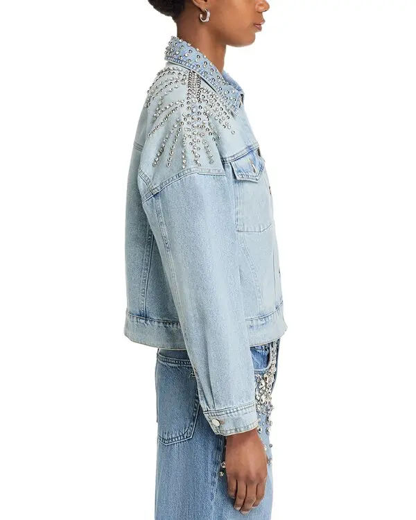 Aqua Embellished Denim Trucker Jacket