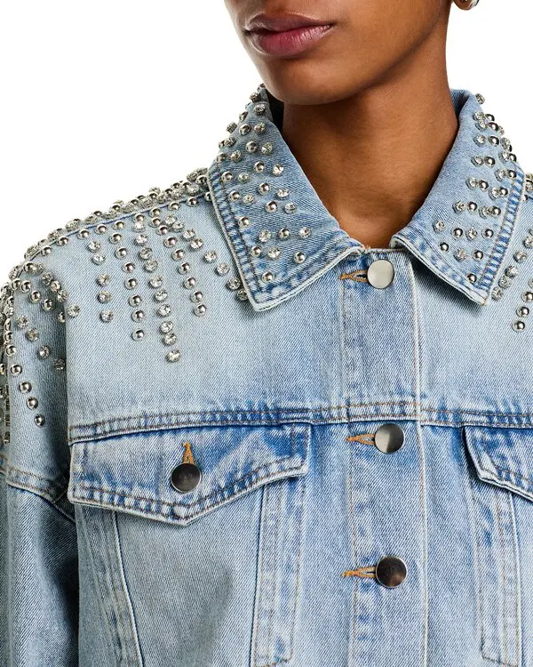 Aqua Embellished Denim Trucker Jacket