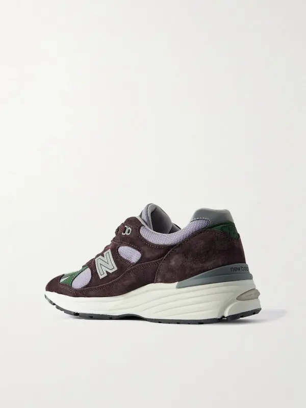 NEW BALANCE 991 Leather And Suede Trimmed Mesh Sneakers - Brown
