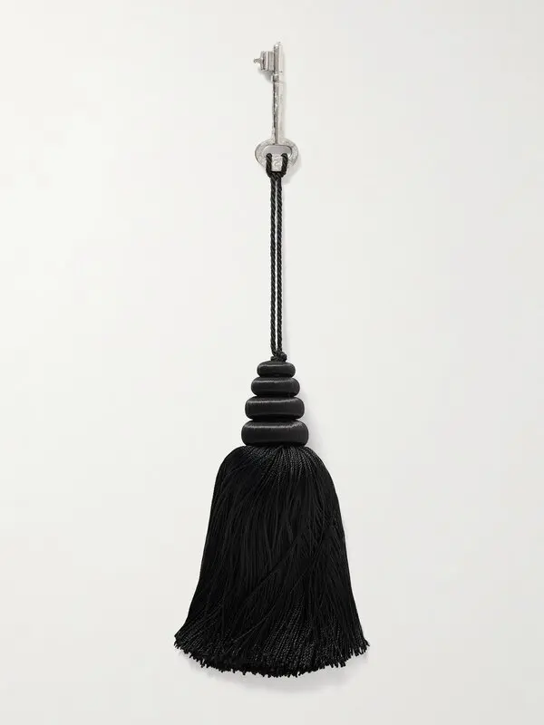 SOPHIE BUHAI Tasseled Satin And Silver Bag Charm - Black