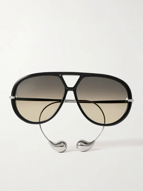 Bottega Veneta Aviator-style Acetate Sunglasses - Silver