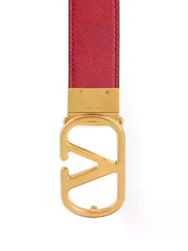 Valentino Garavani Vlogo Reversible Leather Belt - Black