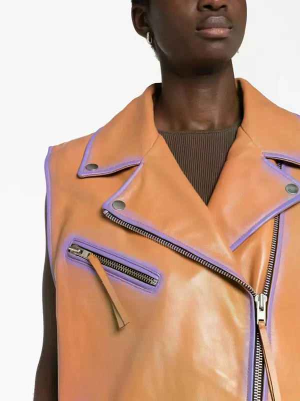 STAND STUDIO Contrast-trim Leather Vest