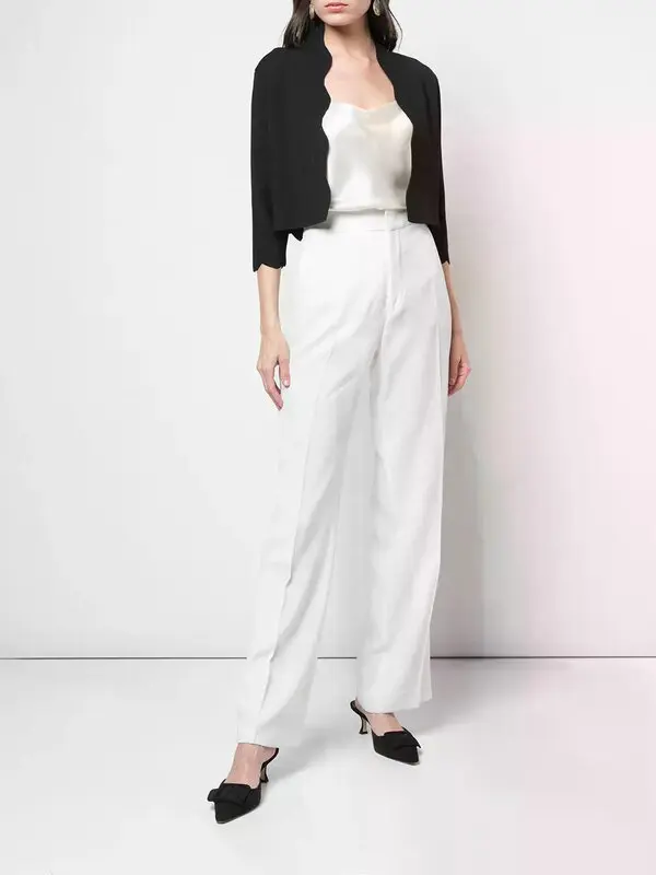 Lela Rose Wavy Trim Cropped Jacket