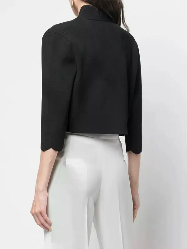 Lela Rose Wavy Trim Cropped Jacket