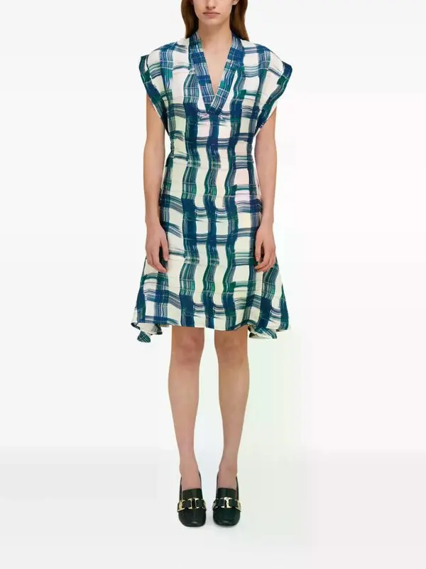 FERRAGAMO Tartan-checked Midi Dress
