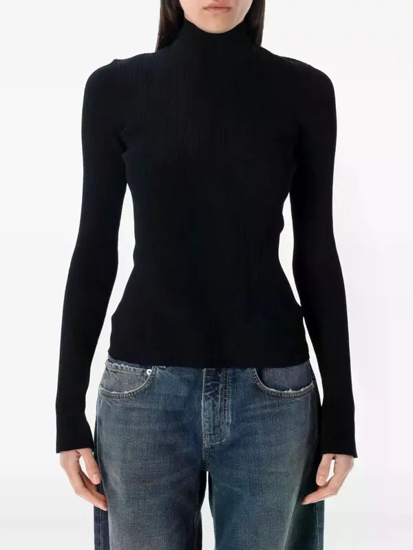Balenciaga Ribbed Knit Jumper With Lace-up Detail