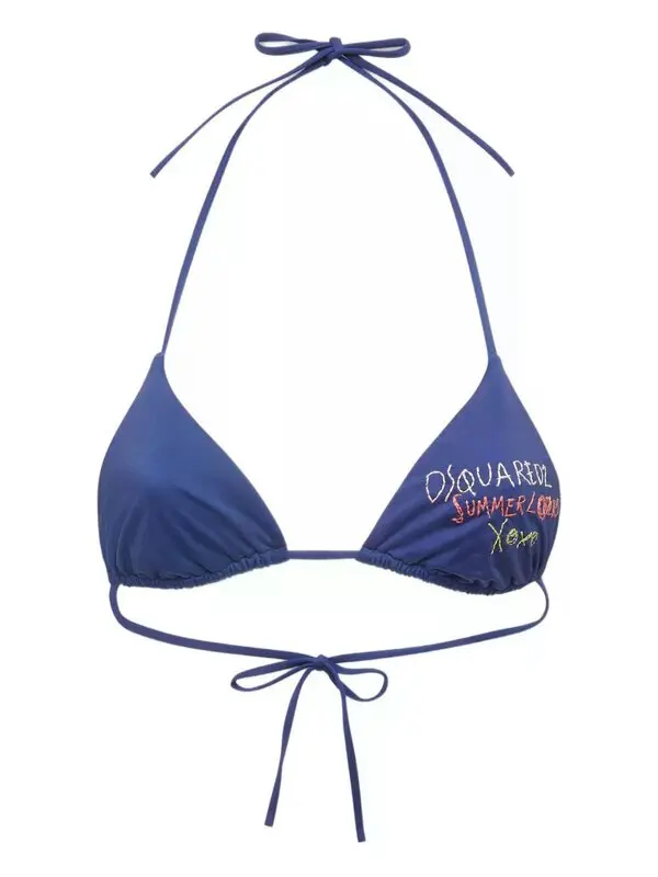Dsquared2 Embroidered Triangle Bikini Top - Blue
