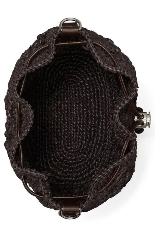 Tory Burch T Monogram Raffia Bucket Bag - Cocoa