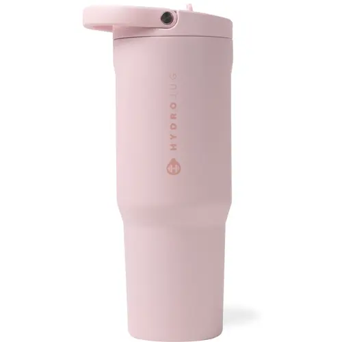 HYDROJUG Sport Insulated Stainless Steel Water Bottle With Flip Straw And Swivel Handle For Gym & Outdoors - Pink Sand