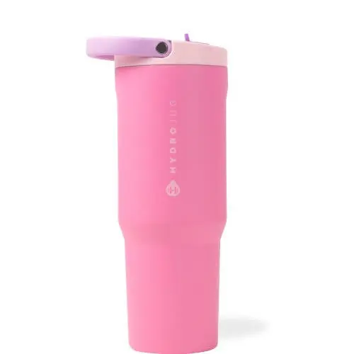 HYDROJUG Sport Insulated Stainless Steel Water Bottle With Flip Straw And Swivel Handle For Gym & Outdoors - Pink Sugar