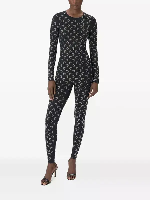 MARINE SERRE Moon-pattern Jersey Jumpsuit - Black