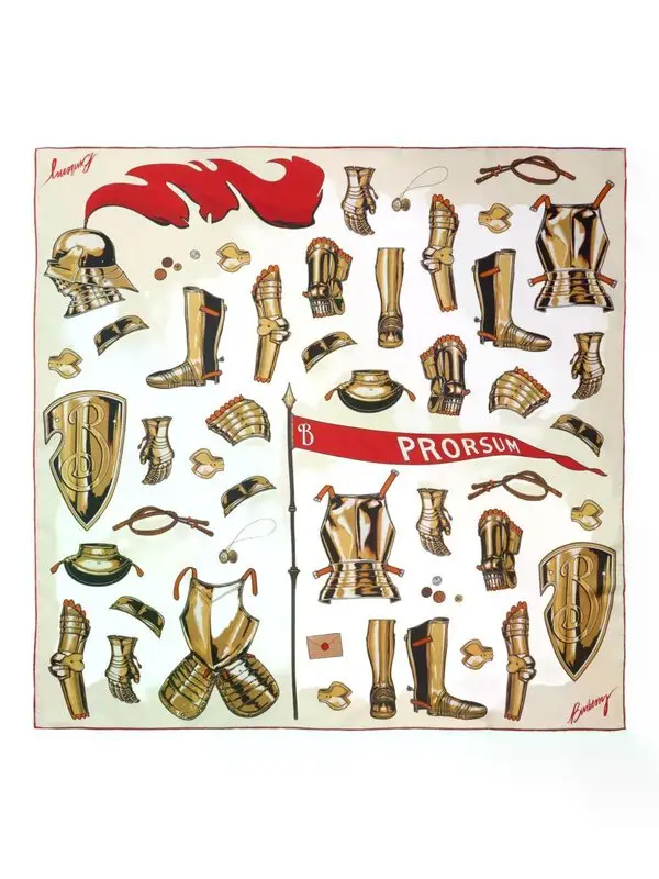 Burberry Knight Armour​ Silk Scarf - Neutrals