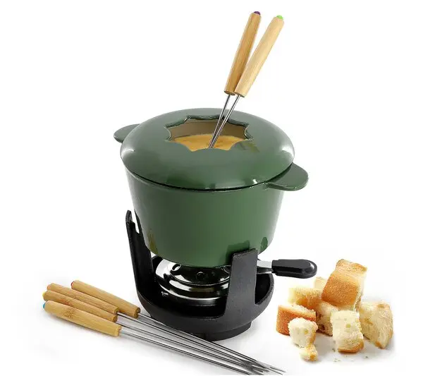 MEGACHEF Enameled Cast Iron Fondue Pot With 6 S Erving Forks - One-color