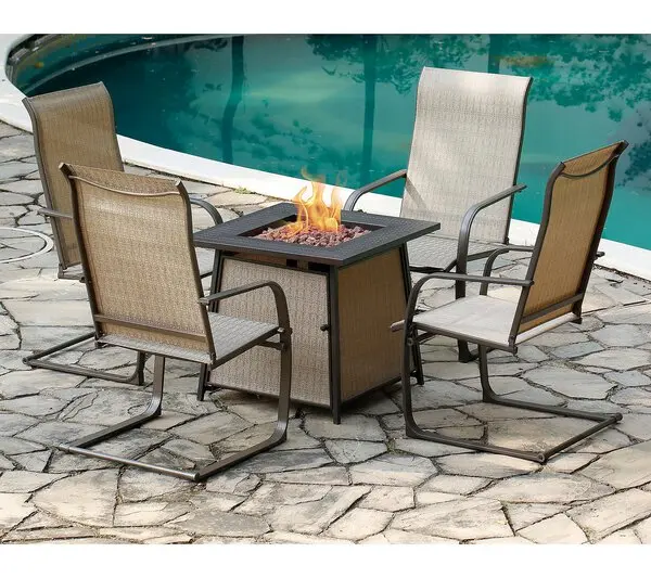 HEATMAXX 5pc Outdoor Chair Set With Gas Fire Ta Ble