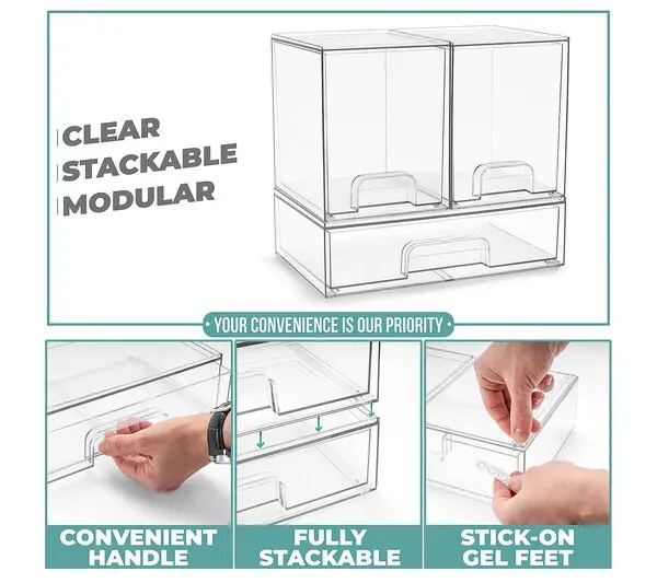 SORBUS Storage Containers With Drawers, 3 Pack All & Wide