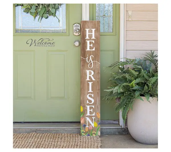SINCERE SURROUNDINGS 47' He Is Risen Wood Porch Board - One-color