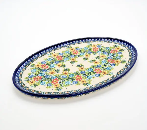 LIDIA'S POLISH POTTERY Hand Painted Cheese Board - One-color