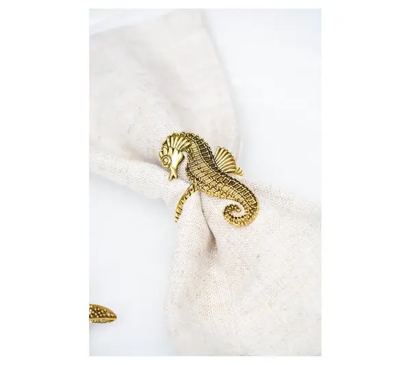 VALERIE PARR HILL Gold Seahorse Napkin Rings Set Of 4 Valerie - One-color