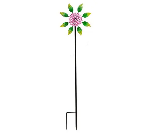 PLOW & HEARTH As Is 48' Tall Hydrangea Wind Spinner - One-color