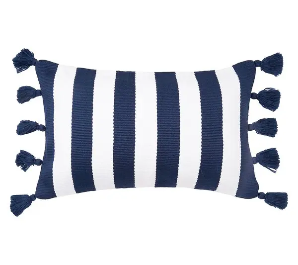 VALERIE PARR HILL Cabana Navy Stripes Tassels Pillow Valerie - One-color