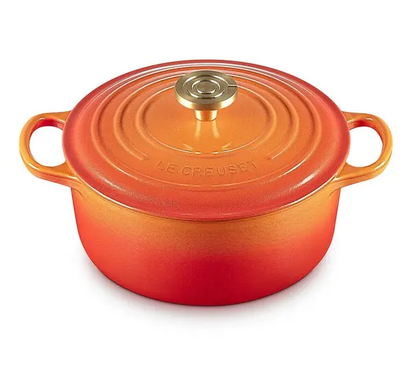 LE CREUSET Flamme Doree 4.5 Quart Round Cast Ir On Dutch Oven - One-color