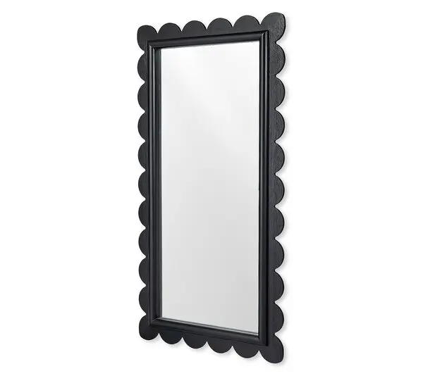GLITZHOME 43' H Modern Wood Frame Wavy Rectangl E Wall Mirror