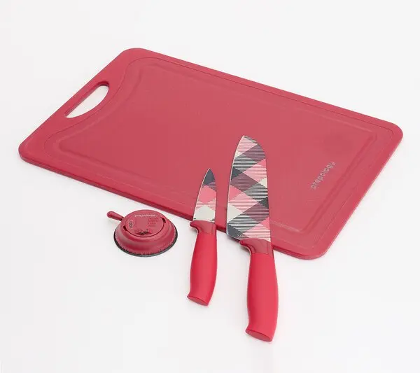 PREPOLOGY Printed Cutting Board W/ Knife Set And Sharpener