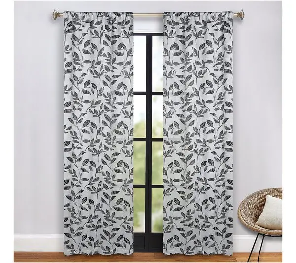 SUPERIOR Leaves Room Darkening Curtains Set, 36 X84 - One-color
