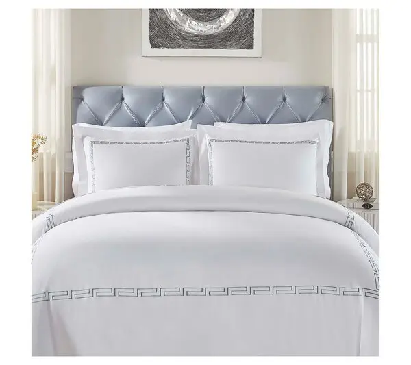SUPERIOR Harrison Embroidered Duvet Cover Set King/ Cal King - One-color