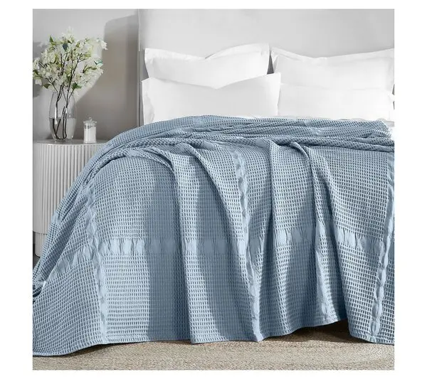 SUPERIOR Mai Geometric Waffle Cotton Blanket, T Win - One-color