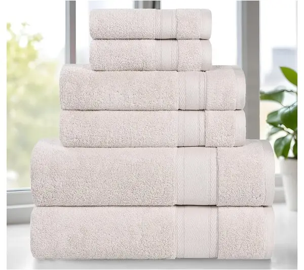 SUPERIOR 6 Piece Belmont Zero Twist Cotton Hand Towels Set - One-color