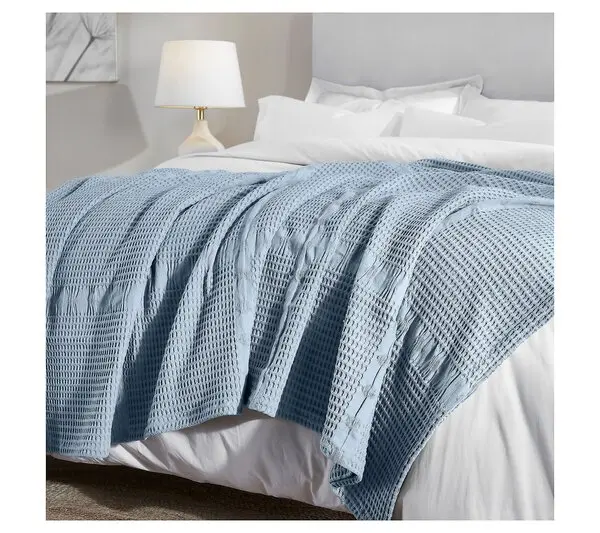 SUPERIOR Mai Geometric Waffle Cotton Blanket, F Ull Queen