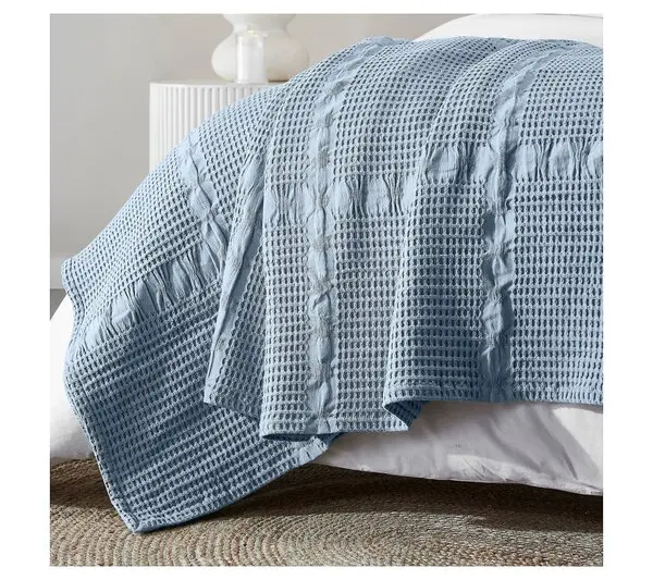 SUPERIOR Mai Geometric Waffle Cotton Blanket, F Ull Queen