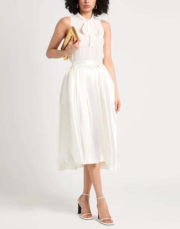 Elisabetta Franchi Pleated Metallic Midi Skirt