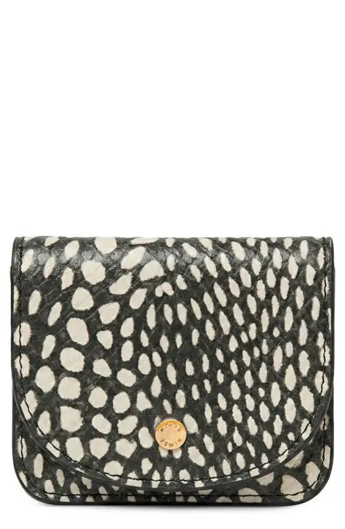 AIMEE Pucker Up Leather Card Case - Black/white Embossed Lizard