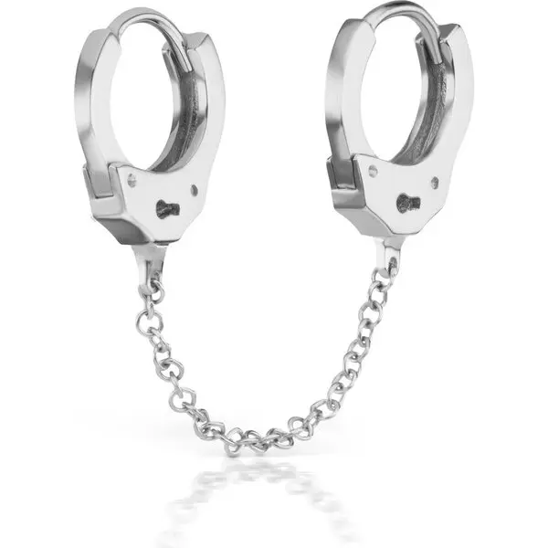 MARIA TASH 14k Gold Handcuff Chain Multi Piercing Hoop Earring - 14k White Gold