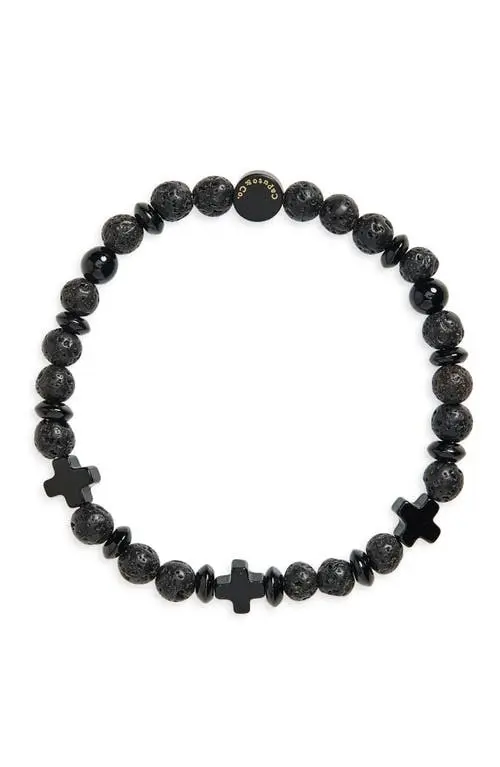 Caputo & Co Cross Beaded Stretch Bracelet - Lava