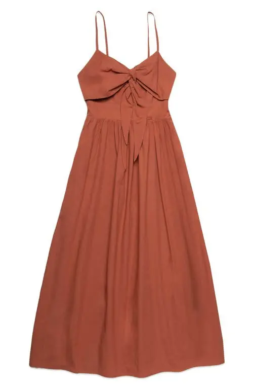 Deluc Padua Tie-bust Cotton Sundress - Reddish Brown