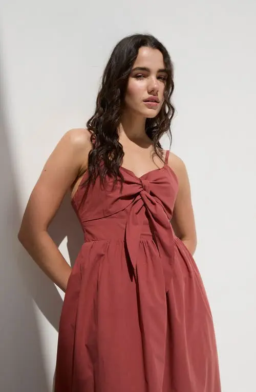 Deluc Padua Tie-bust Cotton Sundress - Reddish Brown